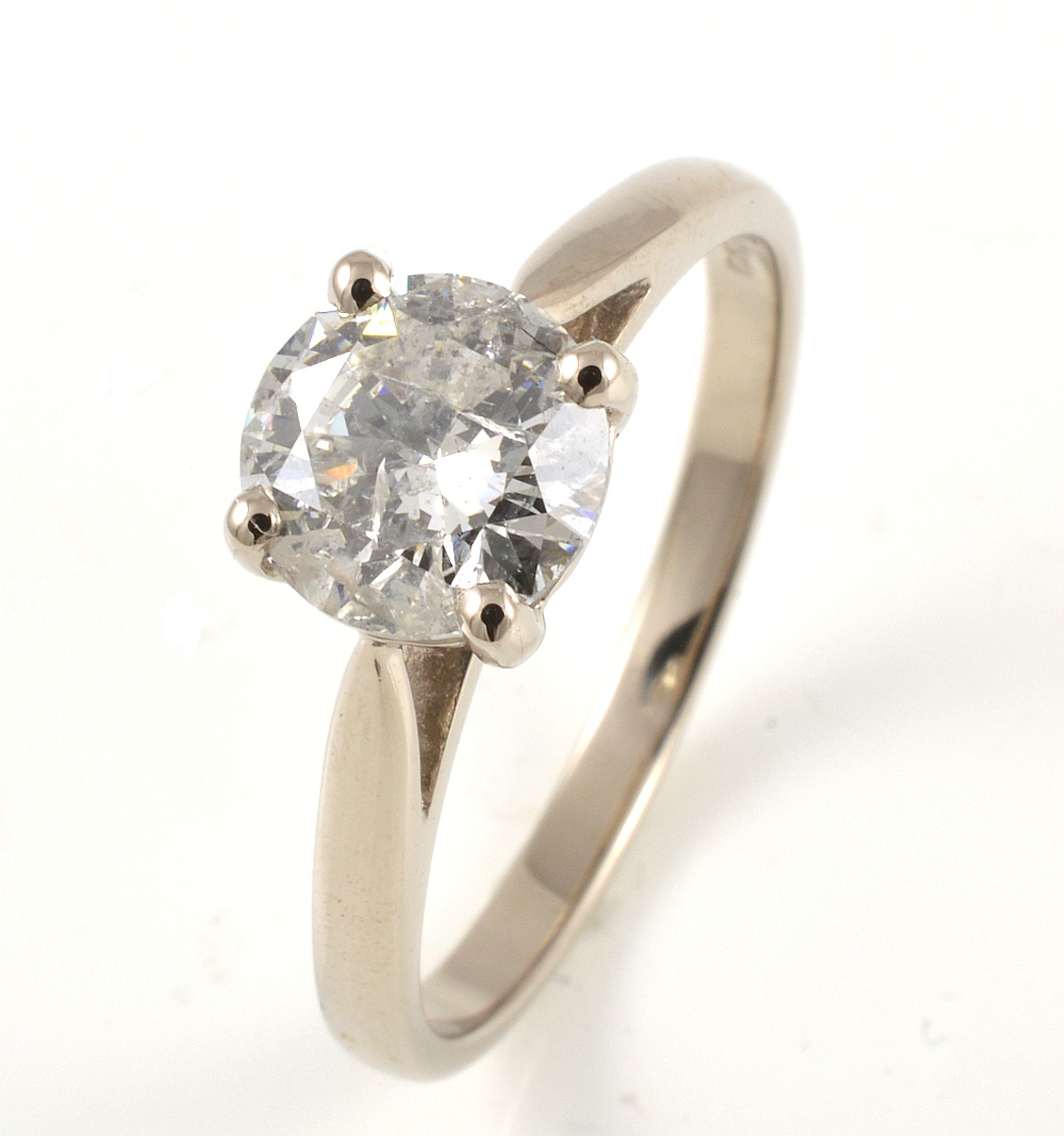 18ct white gold brilliant cut diamond single stone ring